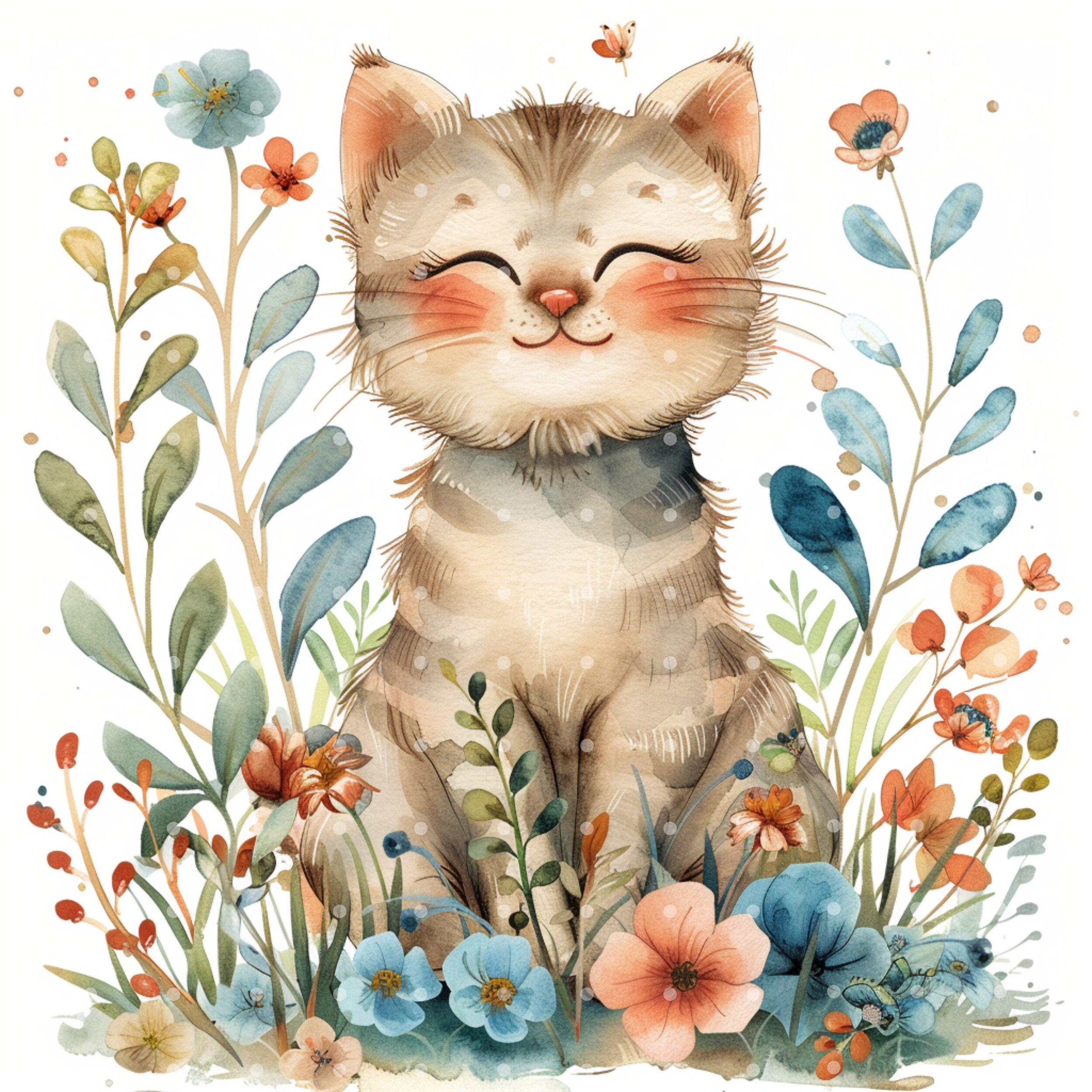 Watercolor Kitten Clipart, Playful Cat Illustrations (digital Download ...