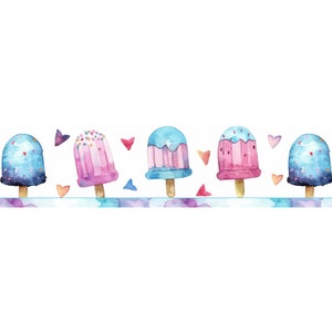 Popsicle Border Clipart: Watercolor PNG Bundle (digital Download) - Etsy