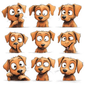 Funny Dog Clipart: Goofy Watercolor Dog Icons (PNG) - Etsy