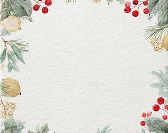 12 Watercolor Christmas Frame Clipart: Holiday Borders, Pine & Snow ...