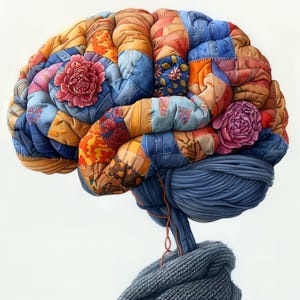 Watercolor Brain Flowers Patchwork Clipart: Scrapbooking Art (digital ...