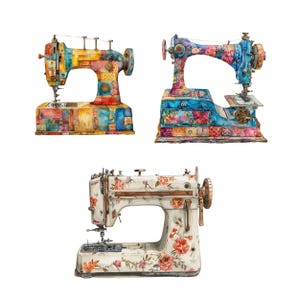 Funny Sewing Machine Watercolor Clipart, Playful Design (PNG) - Etsy