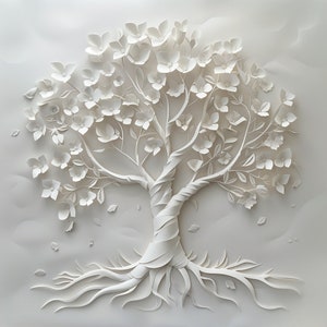 12 Textured Relief Tree Wall Art, 5000x5000 JPG, Enchanted Bas-relief ...