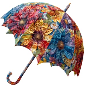 Patchwork Floral Umbrella Digital Image (PNG Clipart) - Etsy