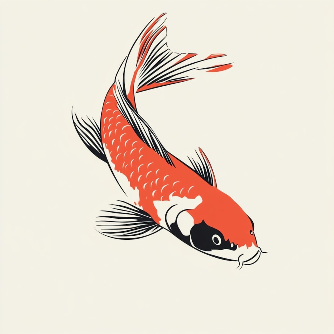 Koi Carp Digital Image Clipart: Japanese Art Prints (digital Download ...