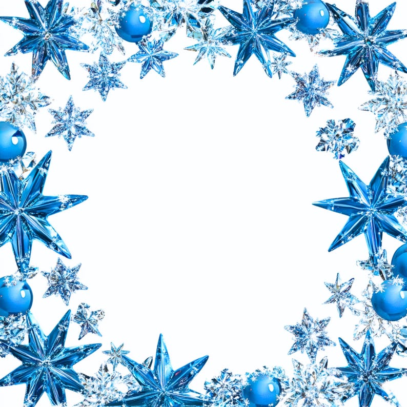 Christmas Snowflake Frame Clipart: Icy Winter Border (digital Images ...