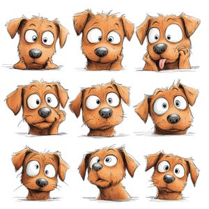Funny Dog Clipart: Goofy Watercolor Dog Icons (PNG) - Etsy