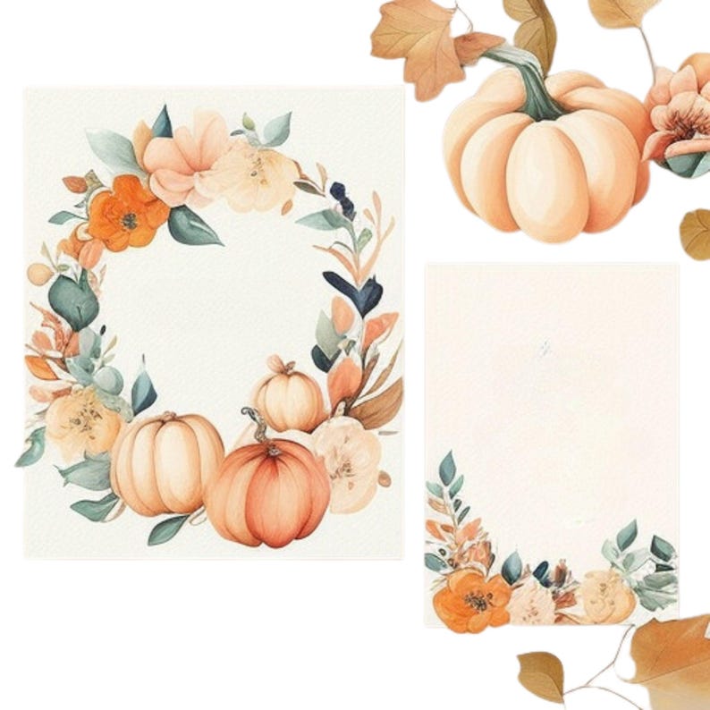 10 HALLOWEEN FRAME CLIPARTS, Png Harvest Frames, Watercolor Pumpkin ...