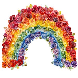 Watercolor Rainbow Roses Clipart: Floral PNG Images (digital Download ...