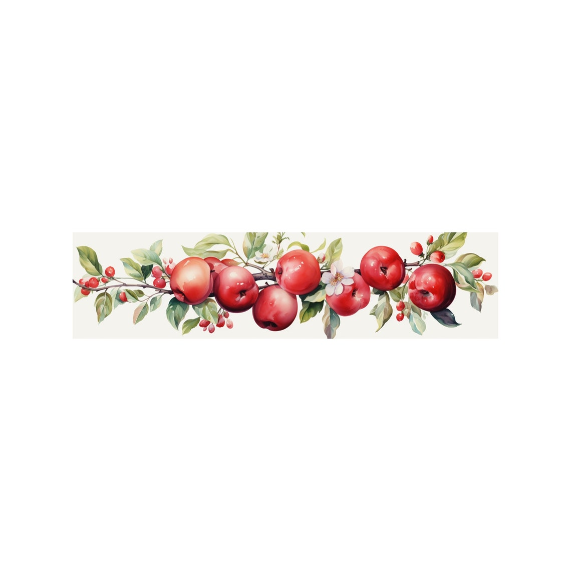 10 Apple Branch Border Clipart, Jpg Png, Watercolor Apple Flowers ...