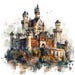 Watercolor Medieval Castle Clipart: Knight's Castle Images (digital) - Etsy