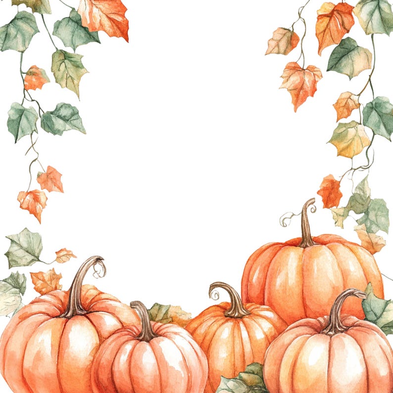 10 HALLOWEEN FRAME CLIPARTS, Png Harvest Frames, Watercolor Pumpkin ...