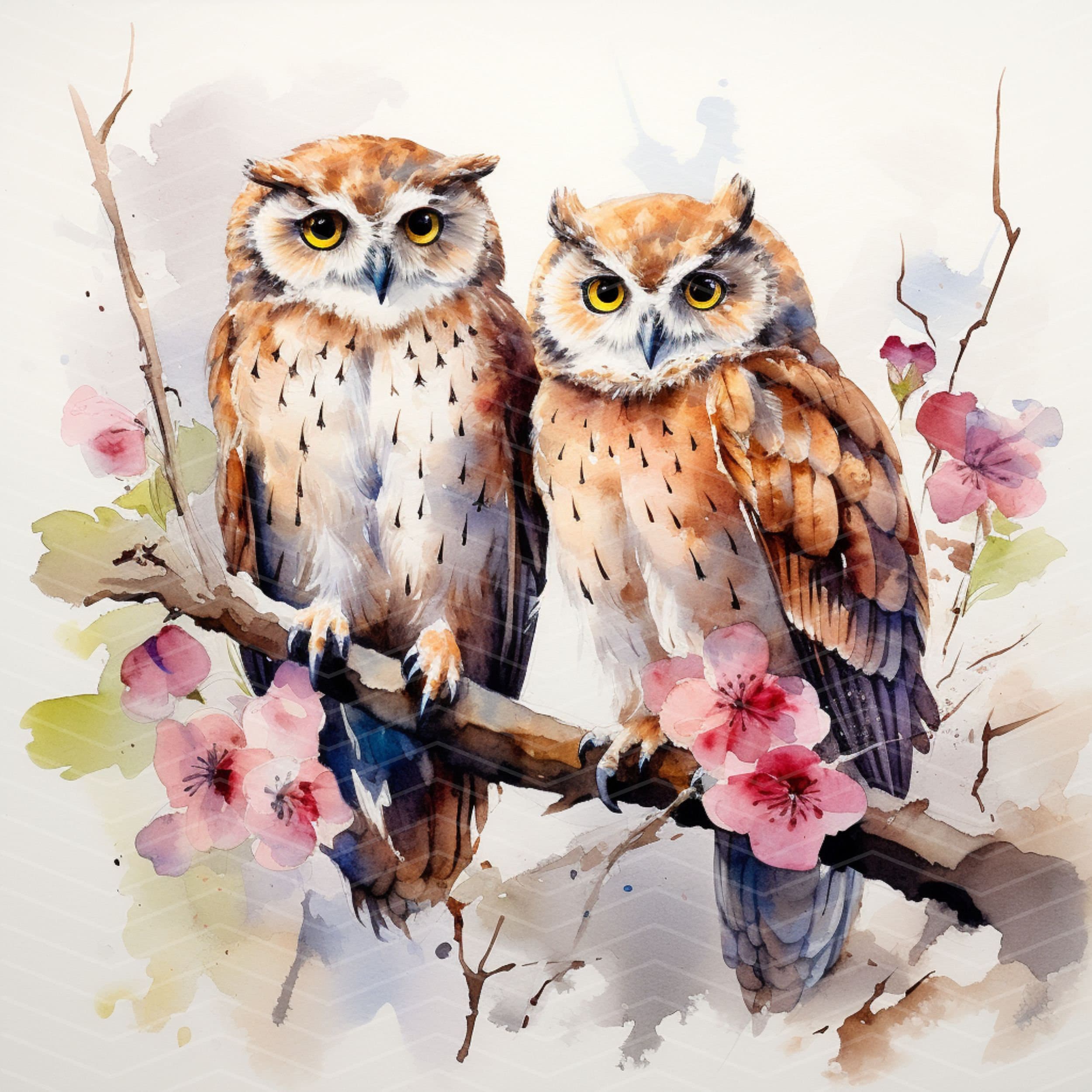 12 OWLS Cliparts, JPG, Watercolor Owls Clipart, High Quality ...