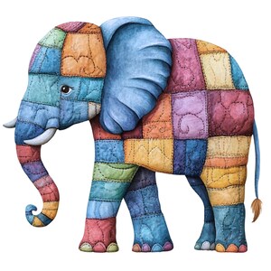 10 PNG Elephant Patchwork Clipart, Commercial Use Elephant Art, Print ...
