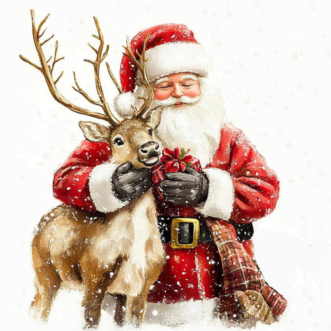 Christmas Santa & Reindeer Clipart: Holiday Art (digital Download) - Etsy