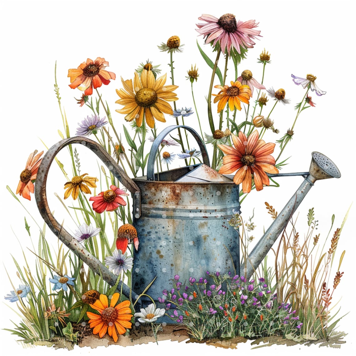 12 Vintage Gardening Tools Clipart Bundle, Watering Can, High Quality ...