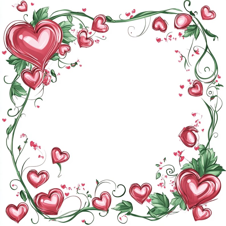 Heart Frame Clipart: Valentine's Day Romantic Designs (digital Download ...