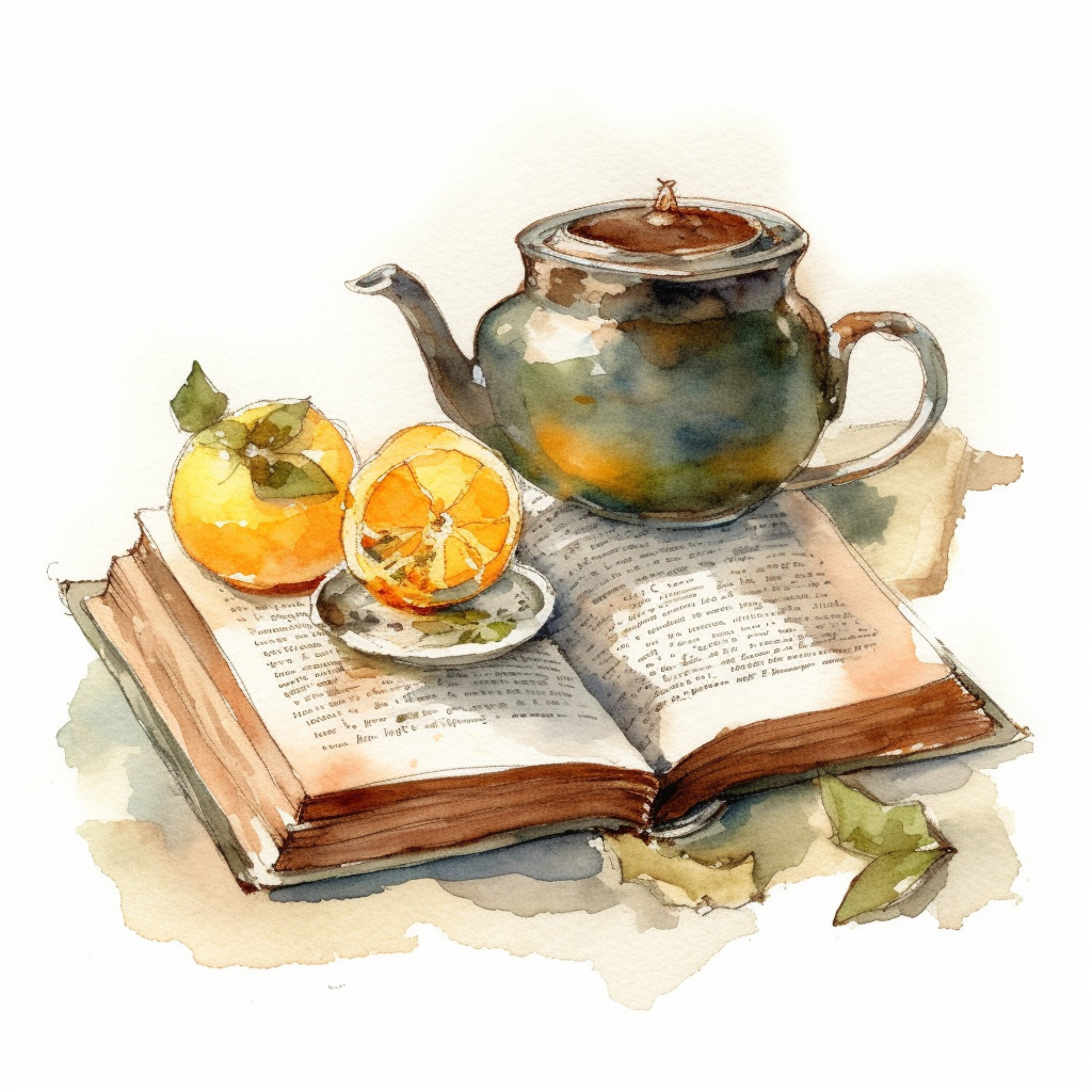 12 Books Tea Clipart, Books Clipart, Tea Wall Art Clipart, Printable ...