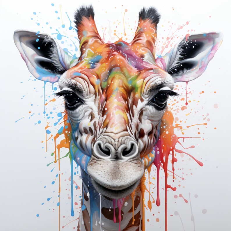 Neon Giraffe Watercolor Clipart Bundle: Rainbow Animals (JPG) - Etsy