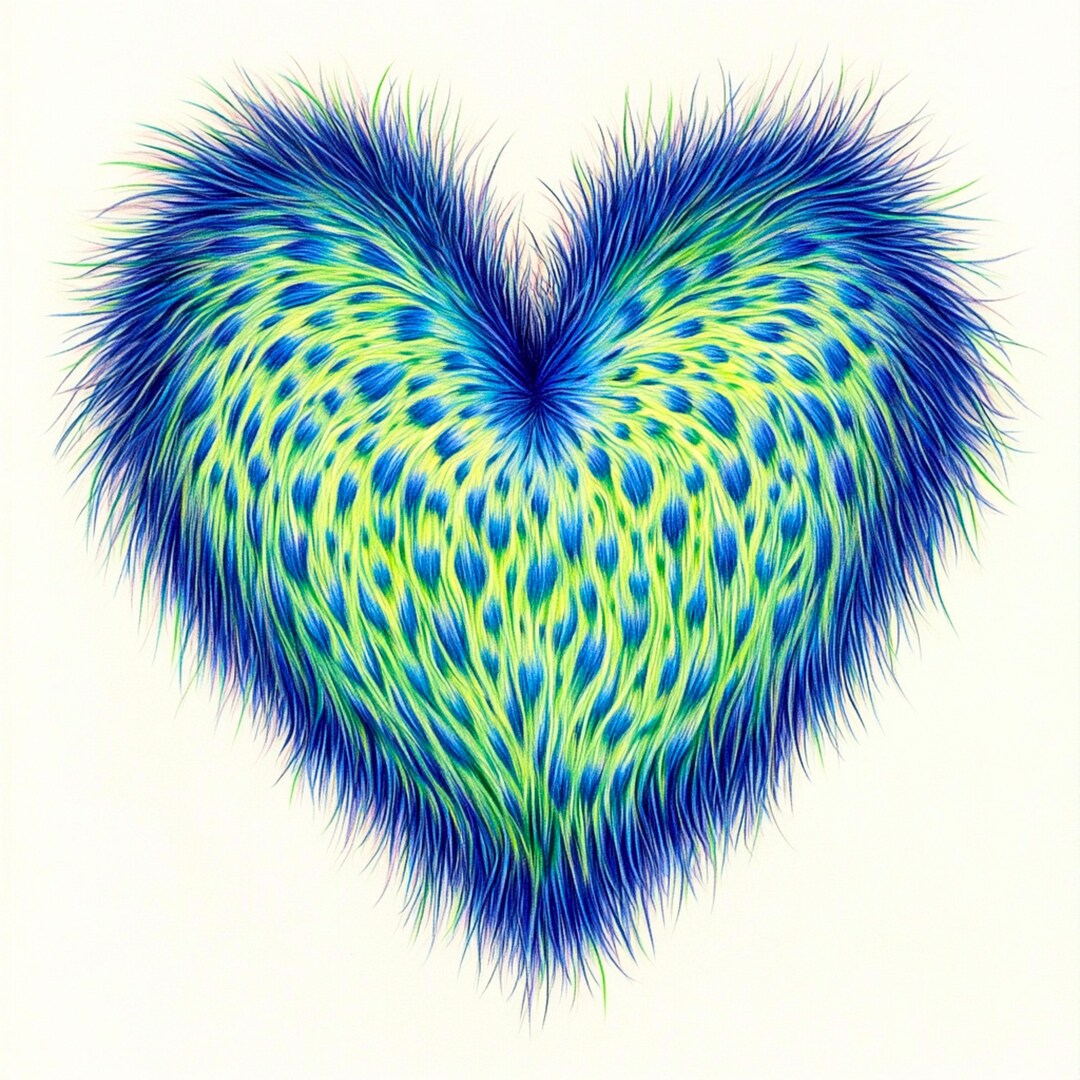 Furry Heart Clipart, Hairy Cute Heart Illustration, Valentine’s Day ...