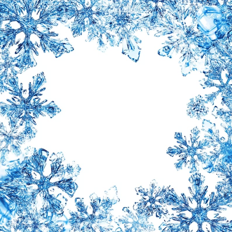 Crystal Snowflake Frame Clipart: Winter Holiday Digital Images (jpg ...