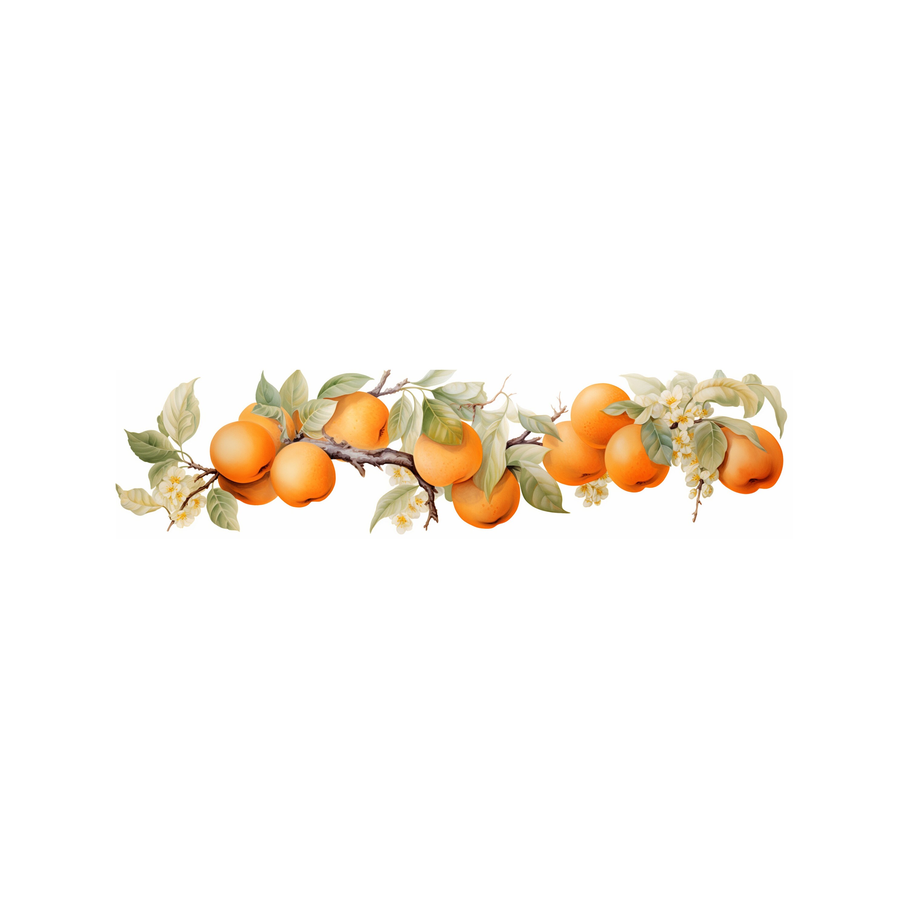 12 Orange Branch Border Clipart, Jpg, Orange Blanch Watercolor Clip Art ...