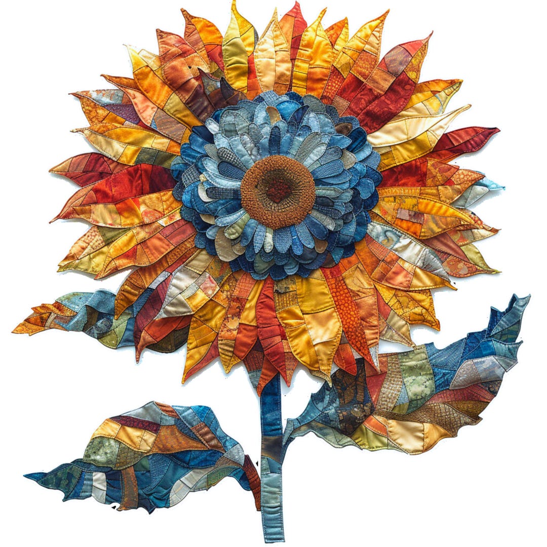 11 Sunflowers Patchwork Clipart, Scrapbooking Sunflower, High-quality ...