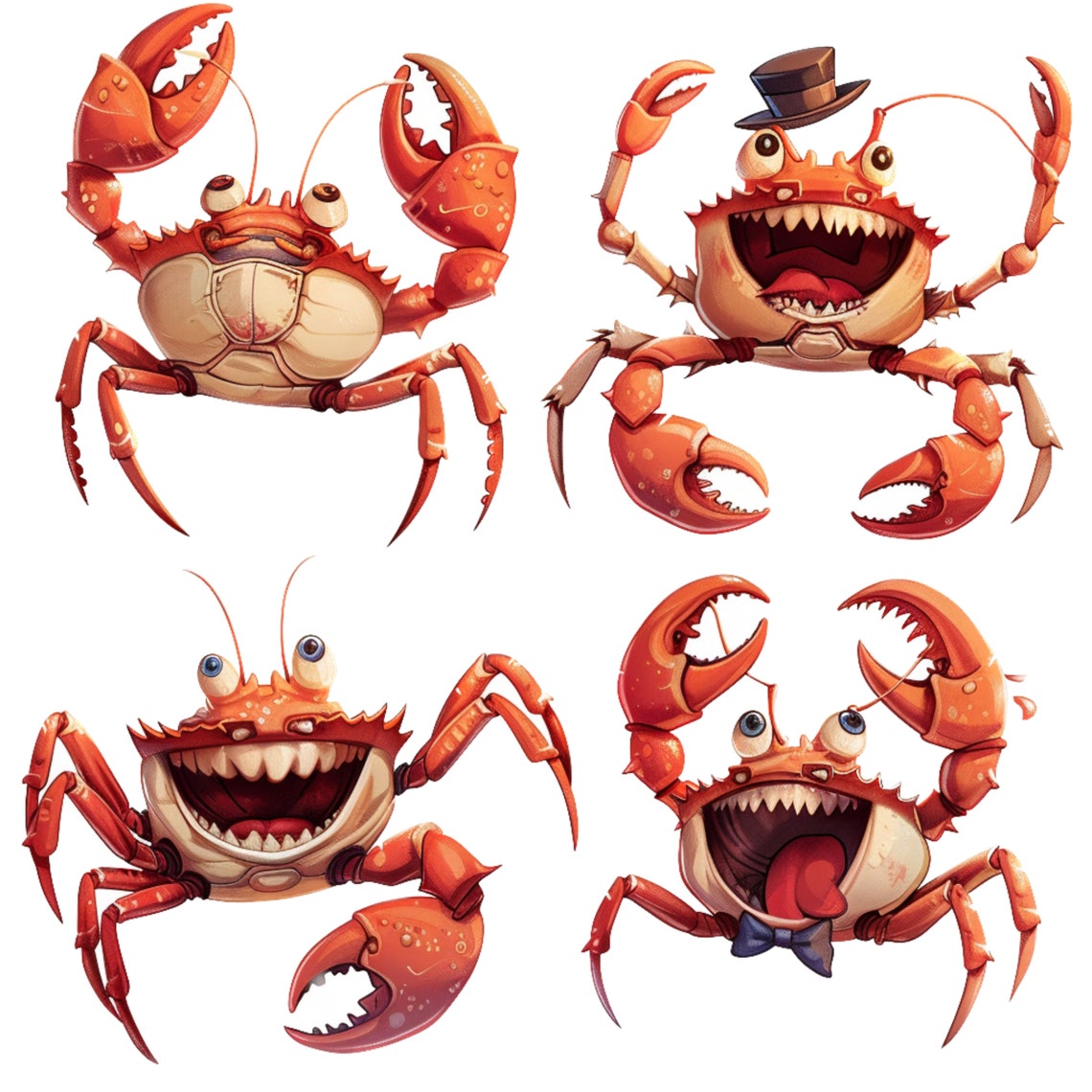 12 PNG Mutant Crabs Clipart Bundle, Blue Crab Wall Art, Crabs Party ...
