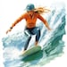 Surfing Girl Watercolor Clipart: Beach Summer Graphics (JPG) - Etsy