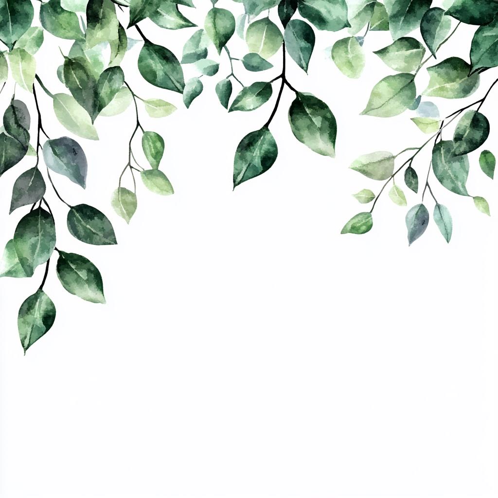 8 Watercolor Green Leaves Frame Clipart: Botanical Decor (PNG Digital ...