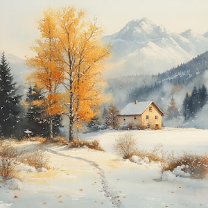 Cozy Landscape Clipart: Watercolor Pastoral Country Views (digital ...