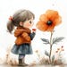 14 LITTLE GIRL and a FLOWER Cliparts, Watercolor Cute Little Girl Image ...