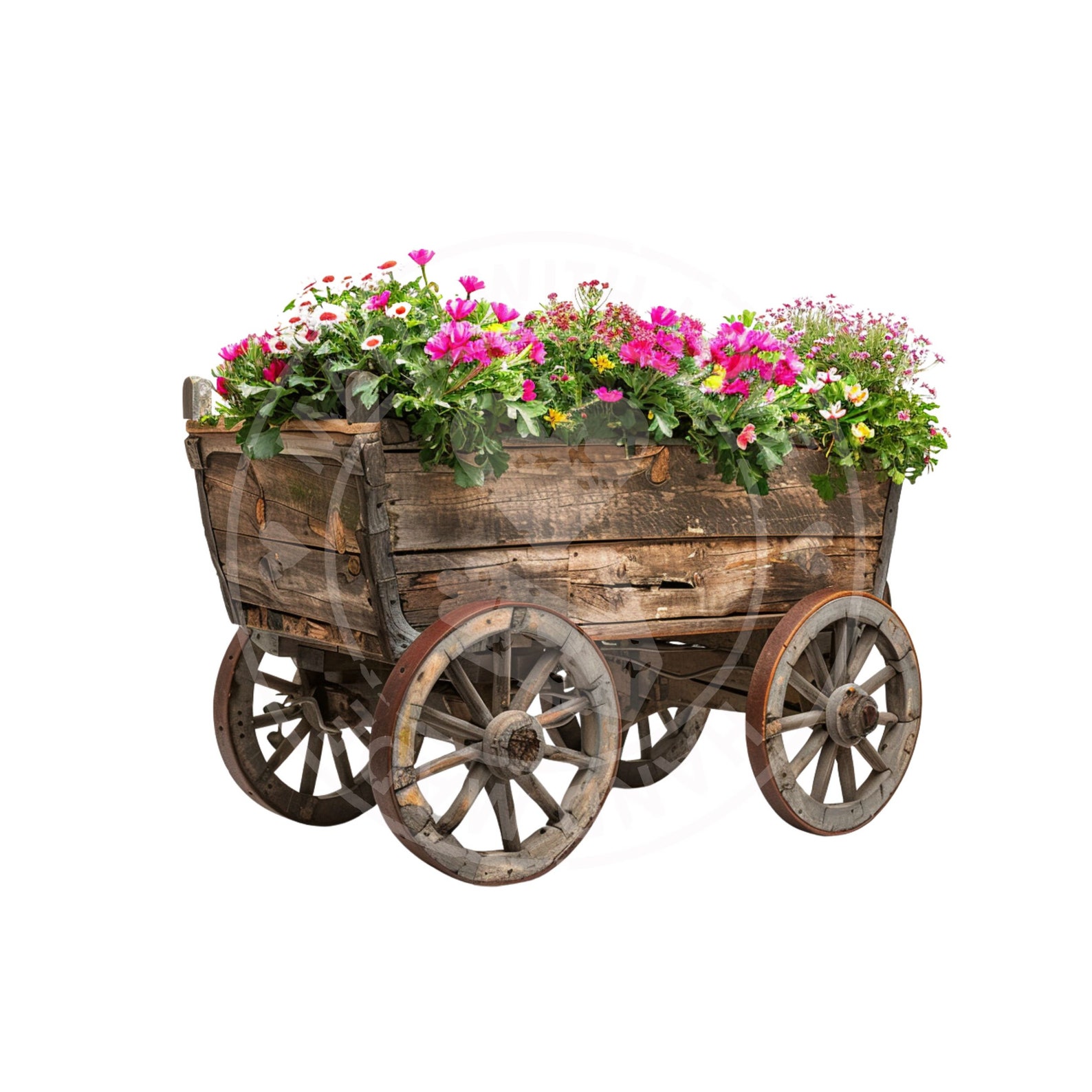 8 PNG Wooden Carts With Flowers Clipart. Transparent Background Png ...
