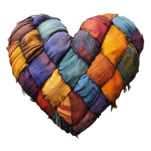 10 PATCHWORK COZY HEART Cliparts, Png Image of a Patchwork Heart ...