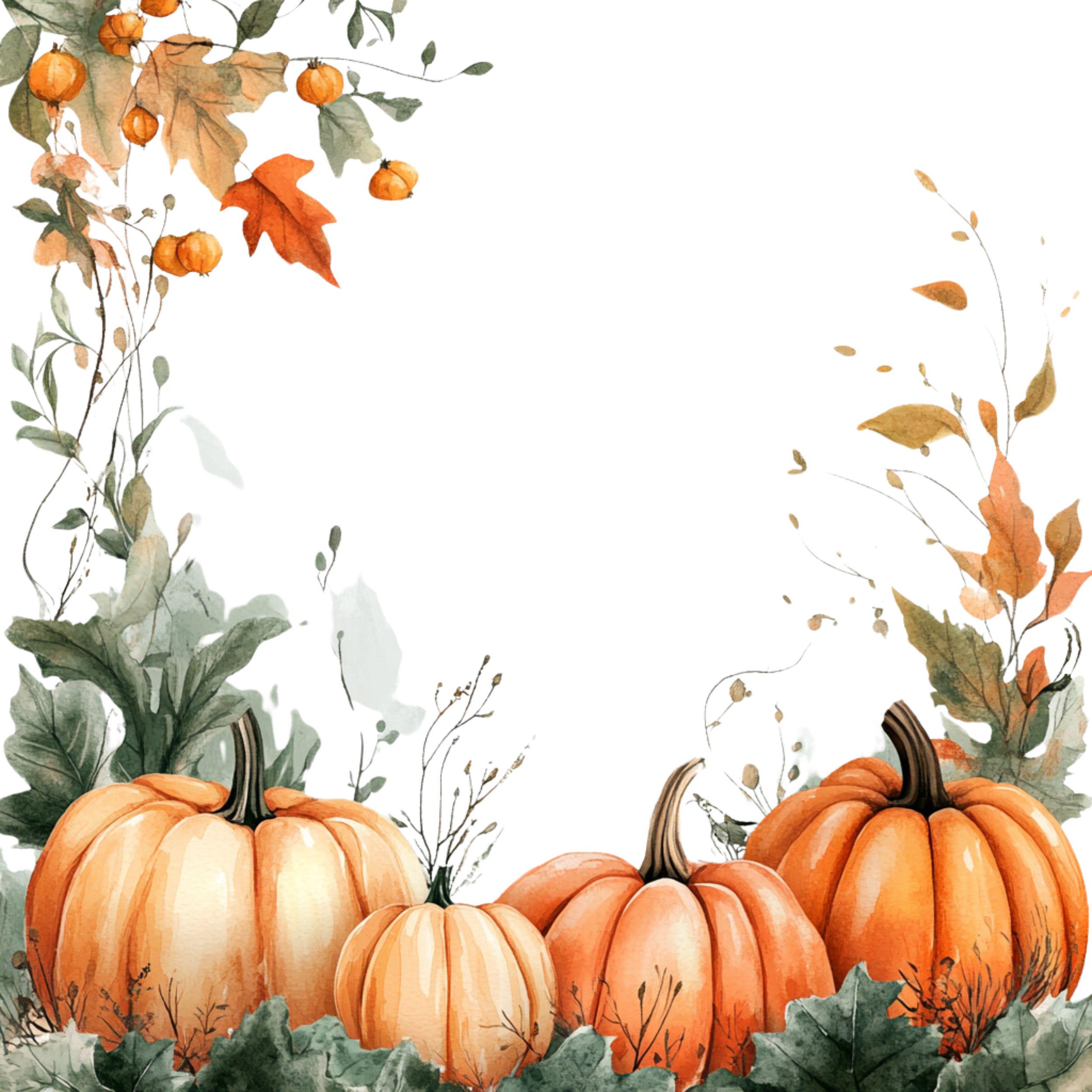 10 HALLOWEEN FRAME CLIPARTS, Png Harvest Frames, Watercolor Pumpkin ...