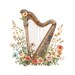 12 Floral Harp Clipart, PNG, Harp With Flowers Png, Printable ...