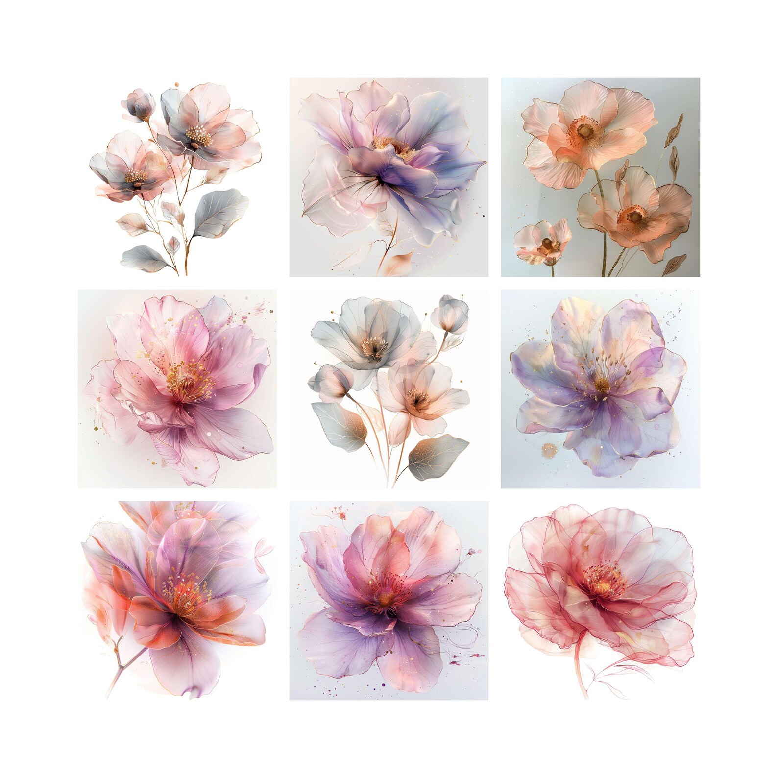Abstract Watercolor Flower Clipart Bundle (digital Download) - Etsy