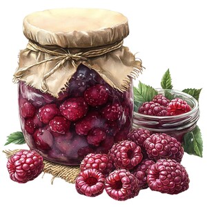 12 TASTY RUSPBERRY JAM Clipart, Png Image of Raspberry Jam in a Jar ...