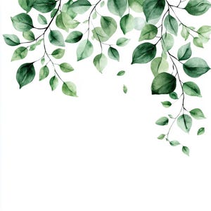 Watercolor Green Leaves Clipart: Botanical Foliage PNG (digital ...