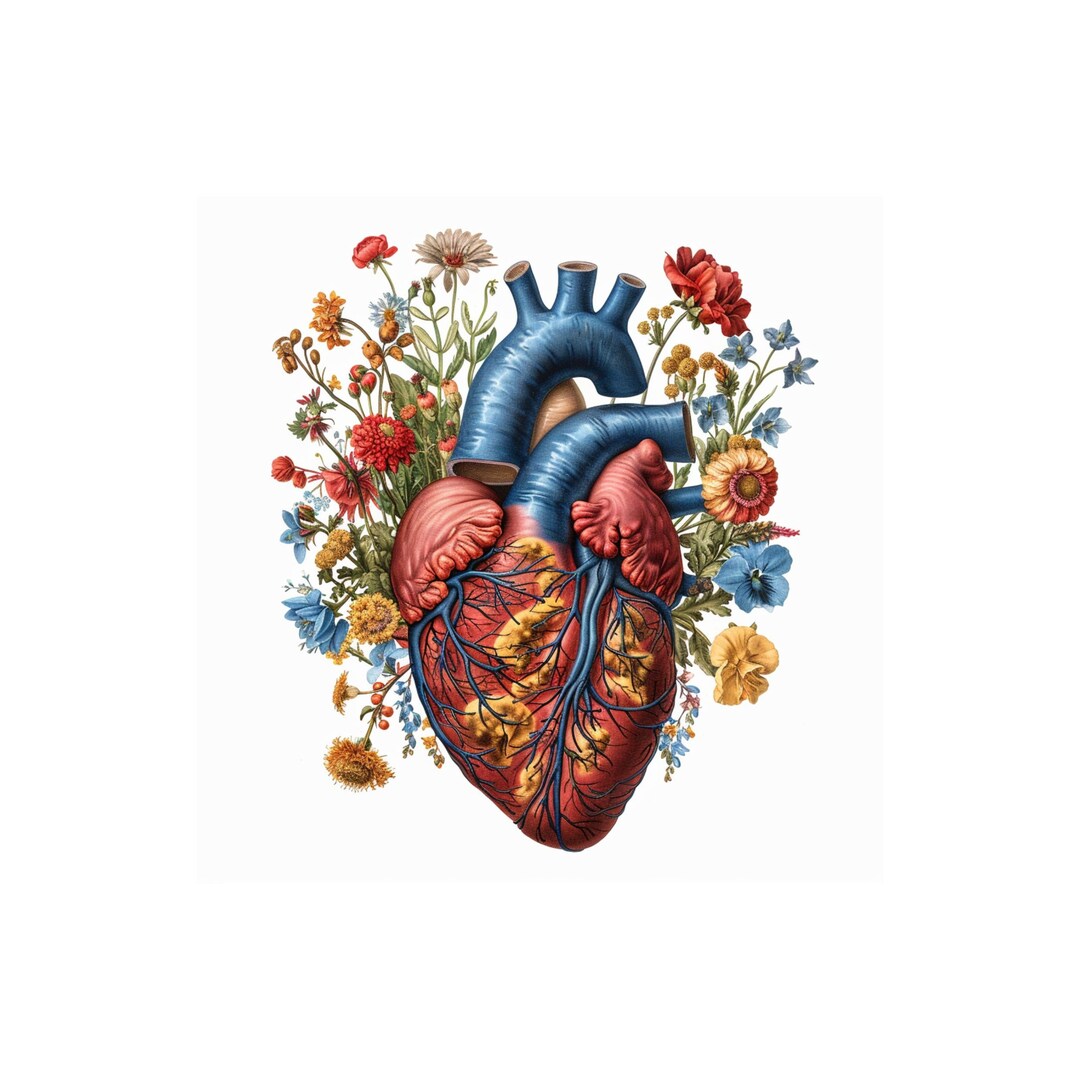 12 JPG Floral Heart Clipart , Flower and Heart Image, Printable ...