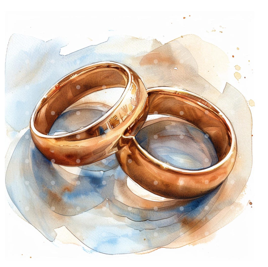 16 Wedding Rings Clipart, Wedding Clipart, Printable Watercolor Clipart ...