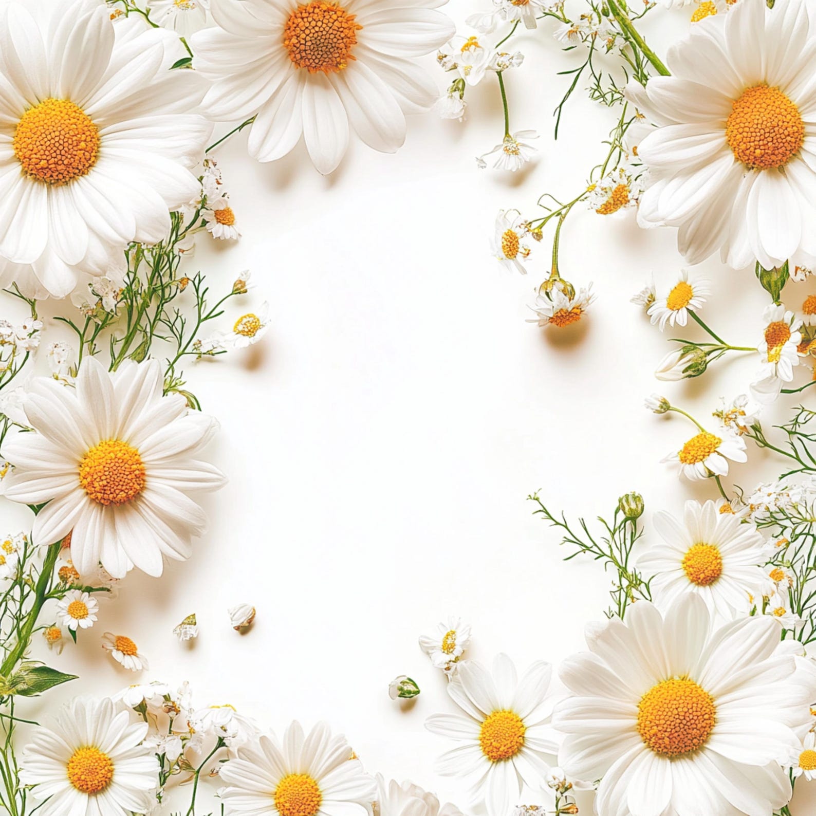Daisy Frame Clipart: Watercolor Floral Borders (JPG Digital Art) - Etsy