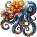 12 PATCHWORK FLORAL OCTOPUS Digital Images, Patchwork Octopus Clipart ...