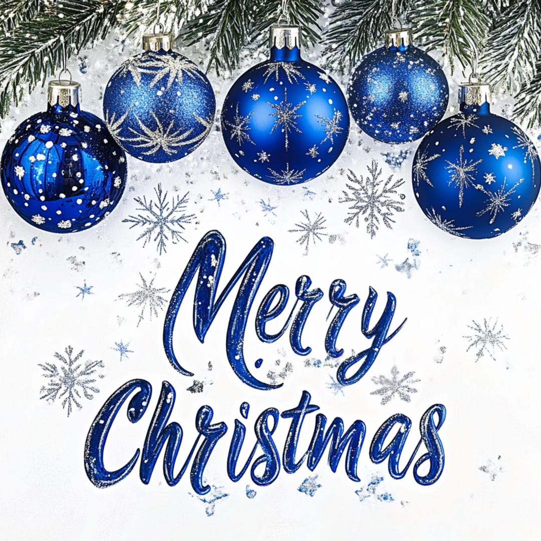 Blue Christmas Greeting Card: Festive Holiday Art (digital Image) - Etsy