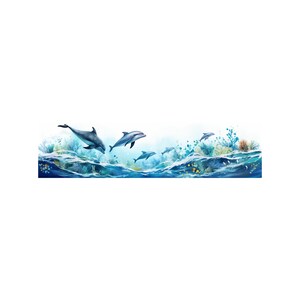 10 JPG Dolphins Border Clipart, Watercolor Dolphin, Clipart Border ...