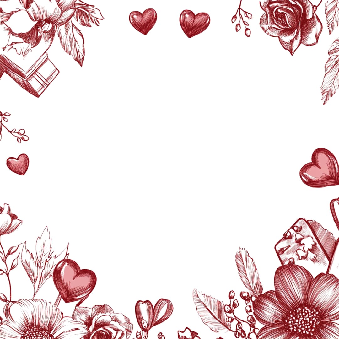 Red Hearts Frame: Valentine's Day PNG Clipart (digital Download ...