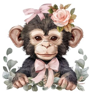 14 Monkey Watercolor Cliparts. Ape Print, Monkey for Printing, Monkey ...