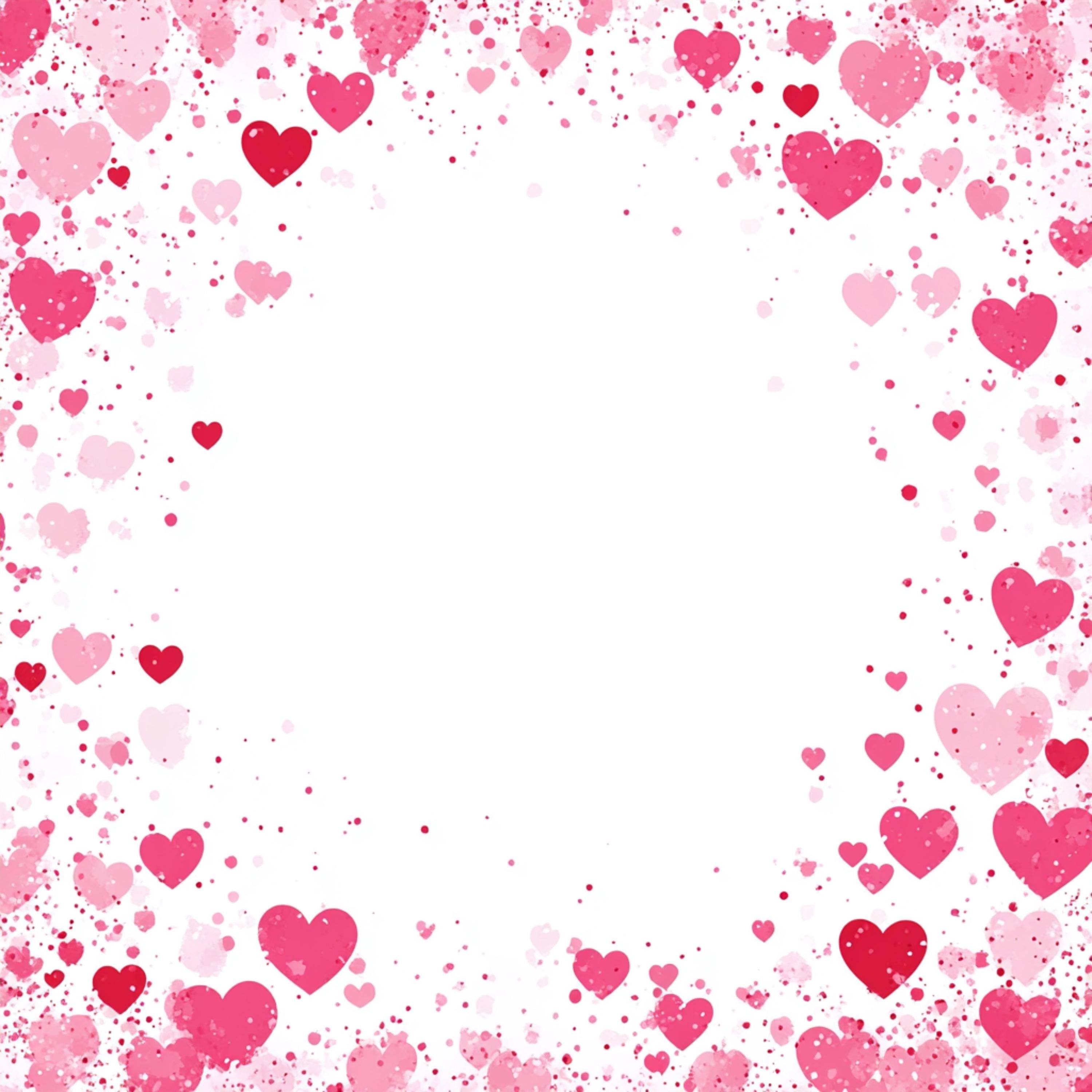 Pink Hearts Frame: Valentine's Day Border Clipart (JPG, Commercial Use ...