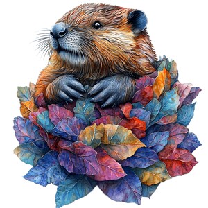 Patchwork Beaver With Flowers Digital Image (PNG) - Etsy