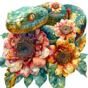 10 Green Snake PATCHWORK Clipart, Green Snake Digital Image, Green ...